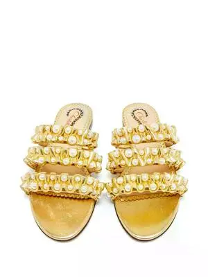 CHARLOTTE OLYMPIA Embellished Pleated Flat Sandals