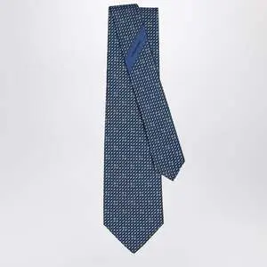 FERRAGAMO Gancini Print Silk Neck Tie - Multicolor