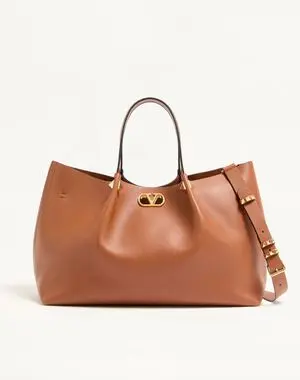 Valentino Garavani Valentino Garavani Large Soft Leather Shopping Bag With Maxi Studs Hazelnut