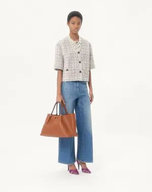 Valentino Garavani Large Soft Leather Shopping Bag With Maxi Studs - Hazelnut