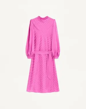 Valentino Garavani Midi Dress In Logo-stripe Shiny-matte Jacquard