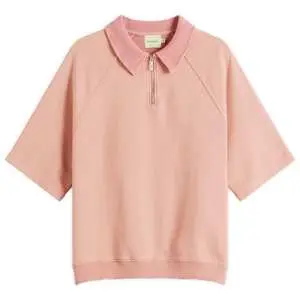 BOUND Snow Wash Jersey Half Zip Polo - Pink