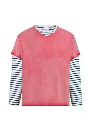 FOUND Distressed Sunfade-wash T-shirt - Red
