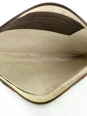 Gucci Gg Coated Canvas Applique Clutch Bag - Brown