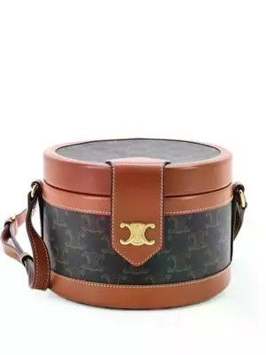 Celine Tambour Bag Triomphe Coated Canvas Medium Crossbody Bag - Brown