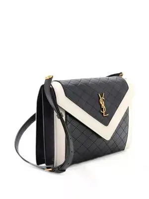 Saint Laurent Gaby Envelope Satchel Quilted Leather Crossbody Bag - Black