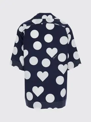 Jacquemus Marin Short-sleeved Shirt With Heart And Polka Dot Print - Navy