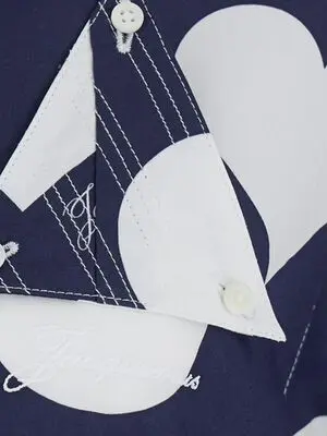 Jacquemus Marin Short-sleeved Shirt With Heart And Polka Dot Print - Navy