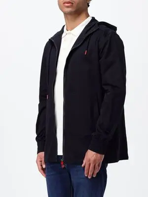 Kiton Cotton Zip-up Hoodie With Enameled Logo Detail - Blue