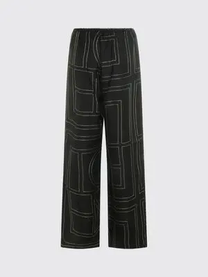 TOTEME Wide Leg Printed Pants - Black