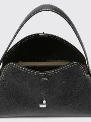 TOTEME T-lock Flared Leather Shoulder Bag - Black