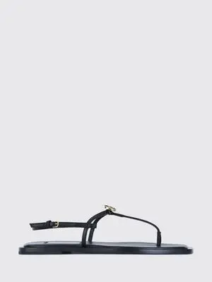 TOTEME Leather Thong Sandals With Ankle Strap - Black