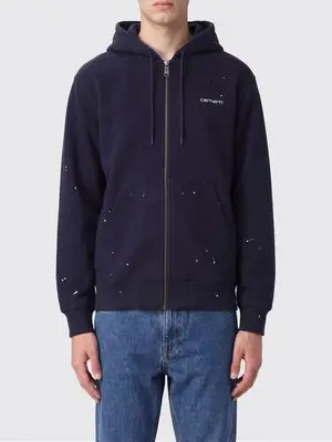 Carhartt Work In Progress Distressed Zip Up Hoodie - Navy