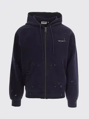 Carhartt Work In Progress Distressed Zip Up Hoodie - Navy