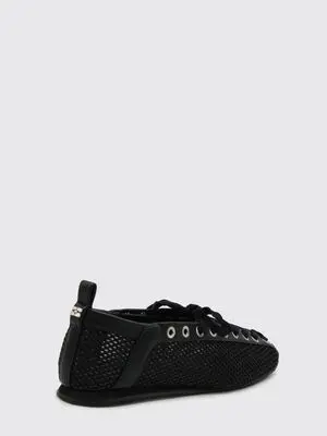 GANNI Sporty Lace-up Recycled Mesh Ballet Flats With Elasticized Ankle - Grey