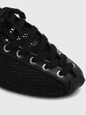 GANNI Sporty Lace-up Recycled Mesh Ballet Flats With Elasticized Ankle - Grey