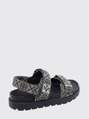 Tory Burch Mellow Double T Jacquard Canvas Platform Sandals - Grey