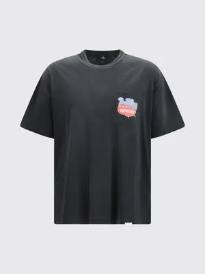 REPRESENT Crewneck Cotton-hemp T-shirt With Graphic Print And Patch Pocket - Black