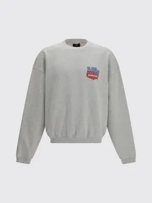 REPRESENT Graphic Print Cotton Crewneck Sweatshirt With Dropped Shoulders - Grey