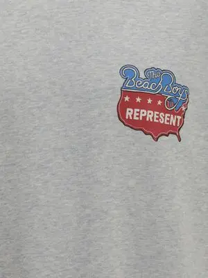 REPRESENT Graphic Print Cotton Crewneck Sweatshirt With Dropped Shoulders - Grey