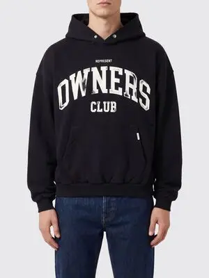 REPRESENT Cotton Hoodie With Kangaroo Pocket And Logo Print - Black
