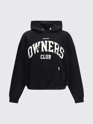 REPRESENT Cotton Hoodie With Kangaroo Pocket And Logo Print - Black