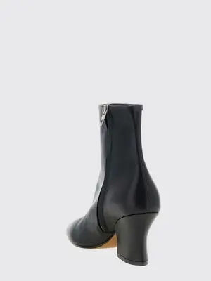 JIL SANDER Smooth Calfskin Leather Ankle Boots With Curved Heel