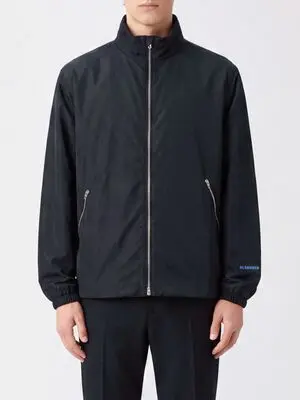 JIL SANDER Technical Fabric Bomber Jacket With High Neck And Logo - Blue