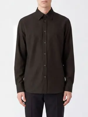JIL SANDER Slim Fit Virgin Wool And Mohair Shirt With French Collar - Cocoa