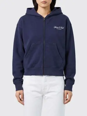 SPORTY & RICH Full Zip Hoodie - Blue