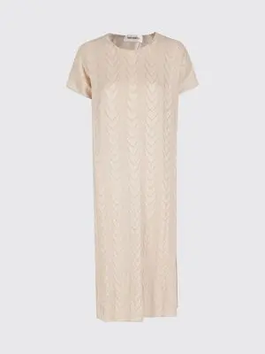 MEIMEIJ Crêpe Midi Tunic With Crew Neck And Sequin Appliqu - Brown
