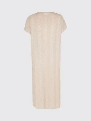 MEIMEIJ Crêpe Midi Tunic With Crew Neck And Sequin Appliqu - Brown