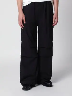 Needles Wide-leg Cotton-blend Cargo Trousers - Black
