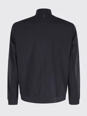 DUNO Wool-blend Bomber Jacket With Bomber Collar And Patch Pockets - Navy