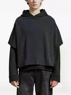FOUND Distressed Layered-effect Hoodie