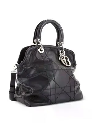 Dior Granville Cannage Quilt Leather Medium Satchel - Black