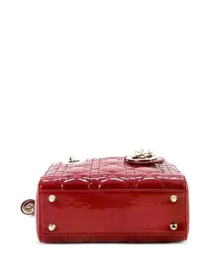 Dior Lady Chain Bag, Cannage Quilt Patent Mini Satchel - Red