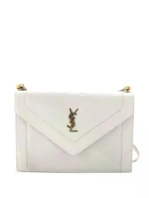 Saint Laurent Gaby Envelope Satchel Quilted Leather Crossbody Bag - Neutrals