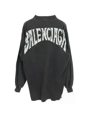 Balenciaga 2010s Logo Print Long Sleeve T-shirt
