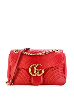 Gucci Matelassé Leather Shoulder Bag - Red