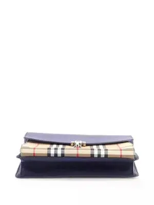 Burberry Macken Small Crossbody Bag In Leather And Vintage Check Canvas