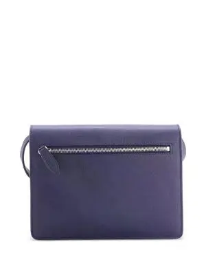 Burberry Macken Small Crossbody Bag In Leather And Vintage Check Canvas - Blue
