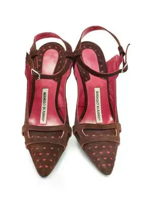 Manolo Blahnik Perforated Ankle-strap Heeled Pumps