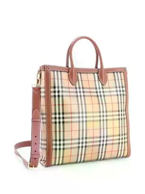 Burberry Convertible Vintage Check Coated Canvas Medium Tote Bag