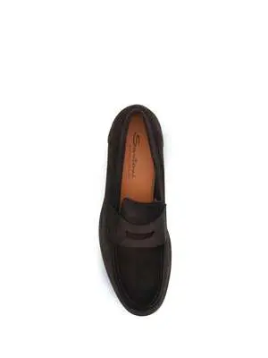 Santoni Suede Apron Loafers - Brown