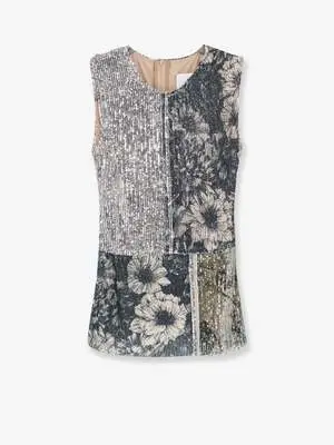 MAISON MARGIELA Patchwork Top With Sequins Embroidery - Blue