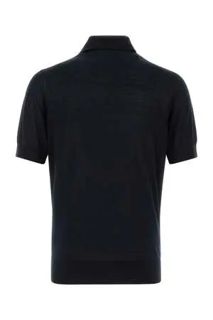 Brunello Cucinelli Midnight Silk Blend Polo Shir