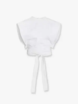 Alaïa Cotton Crop Fit Belted Top - Multicolor