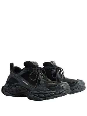 Balenciaga Triple S Sneakers In Mesh With Distressed Effect - Black