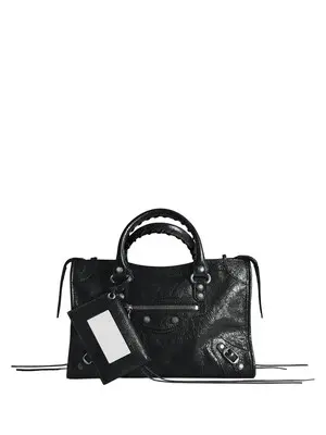 Balenciaga Le City Small Bag In Arena Leather - Black